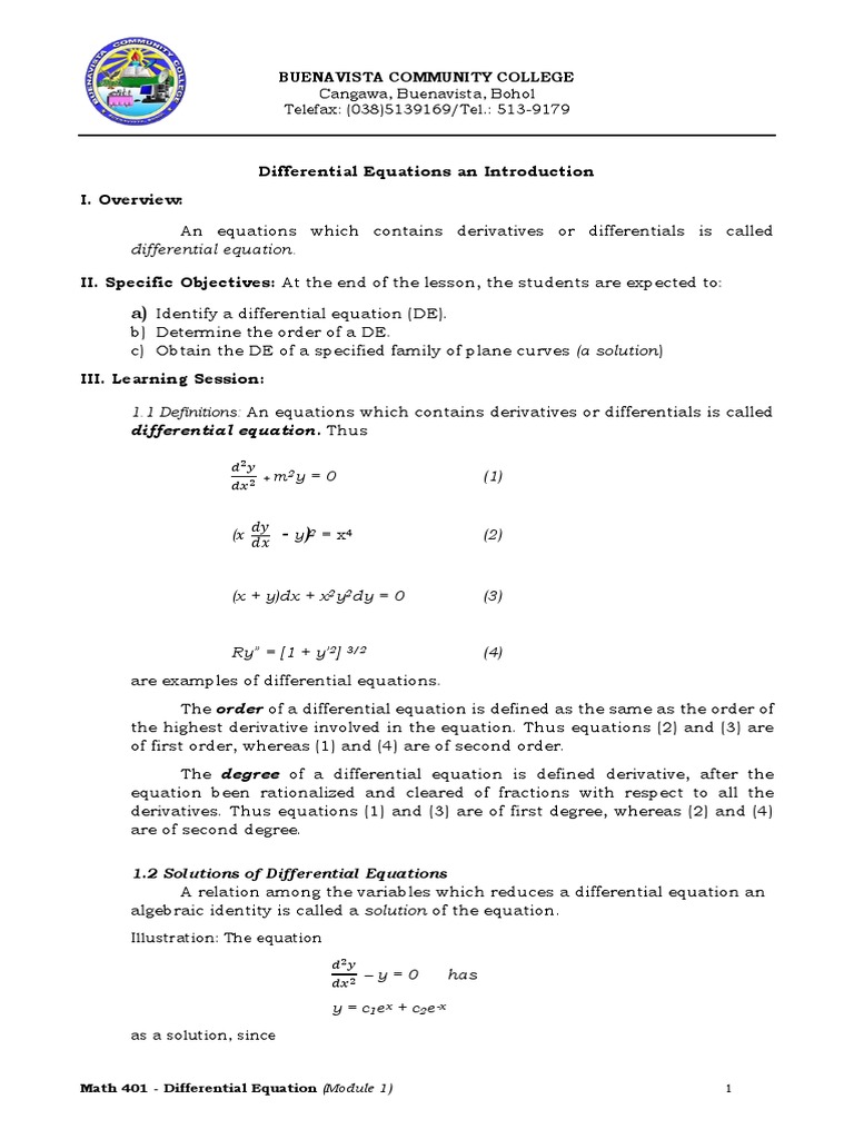 Differential Equation.: Differential Equations An Introduction I ...