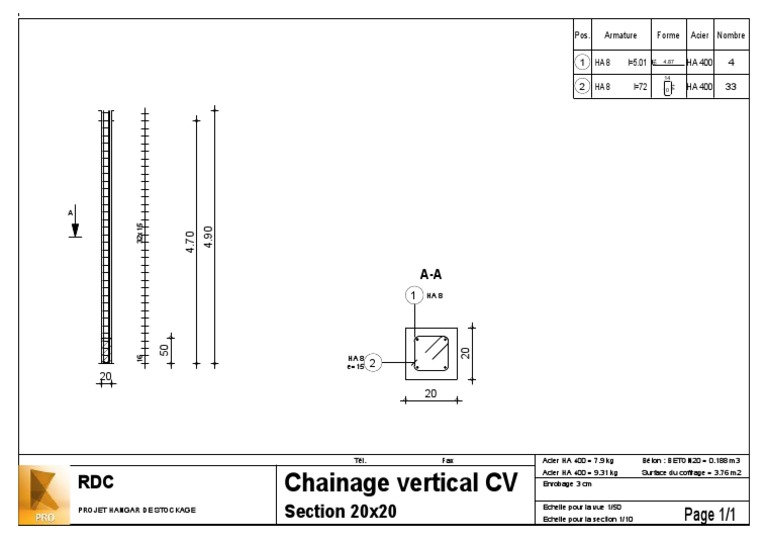 Chainage Vertical CV: RDC Section 20x20 Page 1/1 | PDF