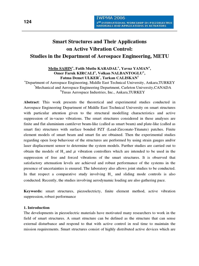 Smart Structures in Vibration Control | PDF | Control Theory ...