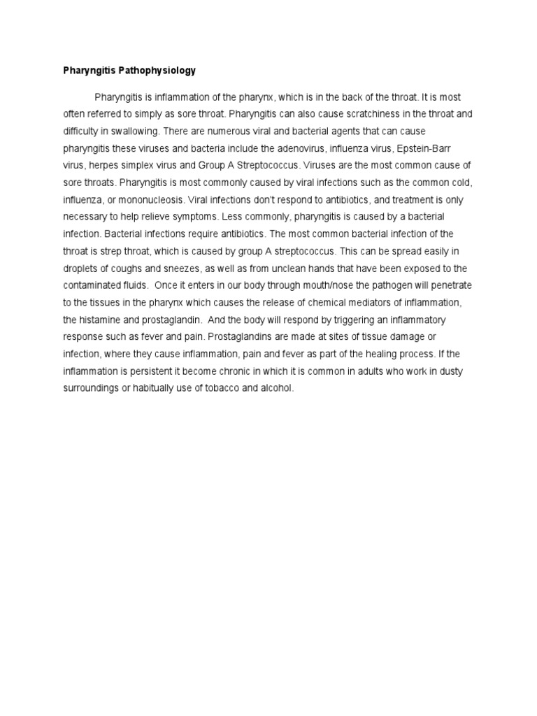 Pharyngitis Pathophysiology | PDF