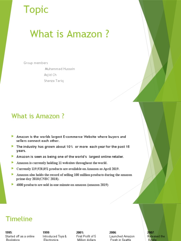 Topic What Is Amazon ?: Group Members Muhammad Hussain Asjid CH Shanza ...