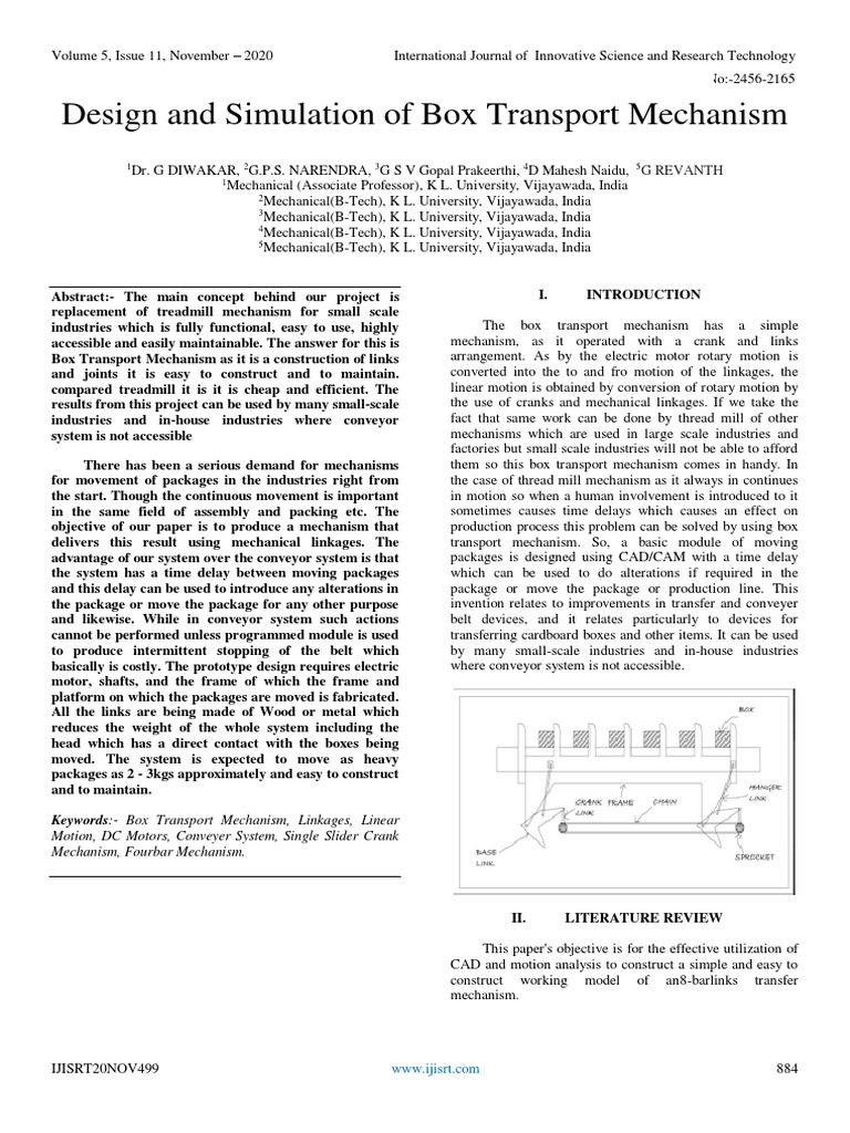 Box Transport Mechanism Design | PDF | Machines | Equipment