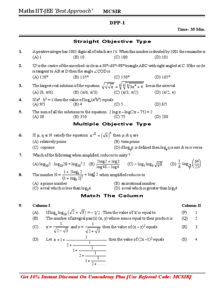Complete FOM DPP 1 TO 11 | PDF | Fraction (Mathematics) | Triangle