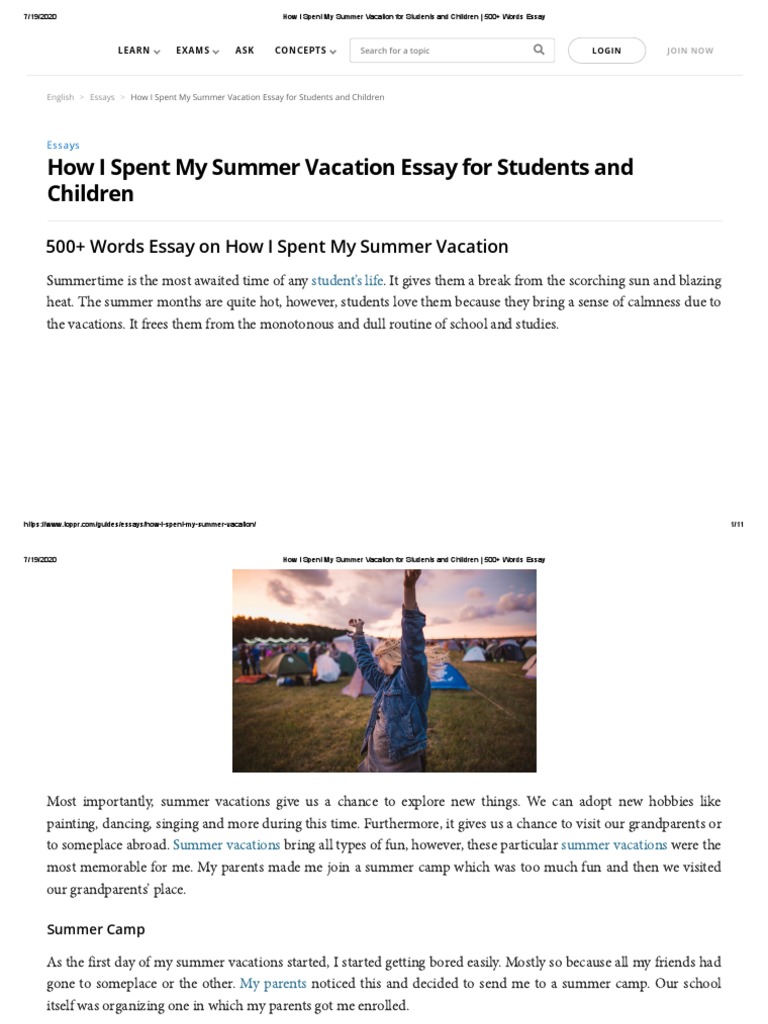How I Spent My Summer Vacation | PDF | Test/Examination
