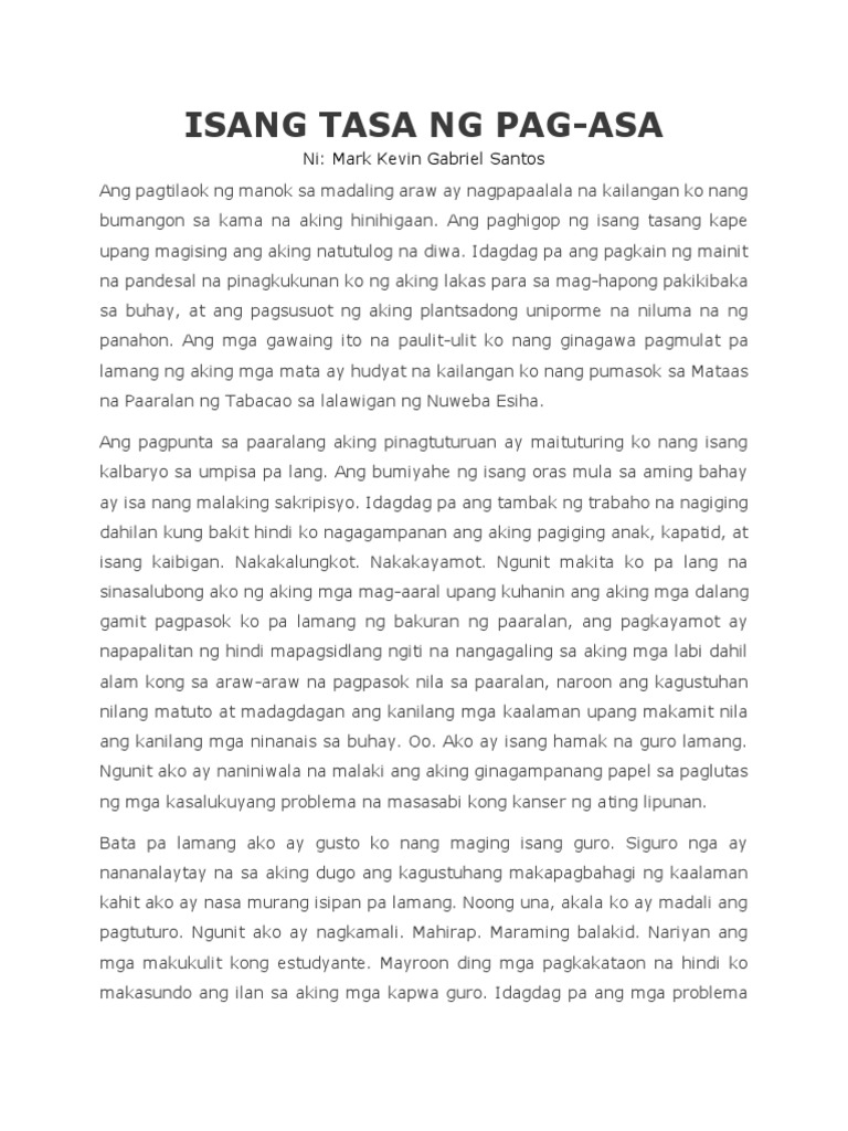 Isang Tasa NG Pag-Asa | PDF
