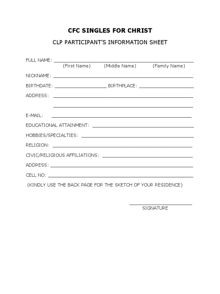 CFC CLP Participant Info Sheet | PDF
