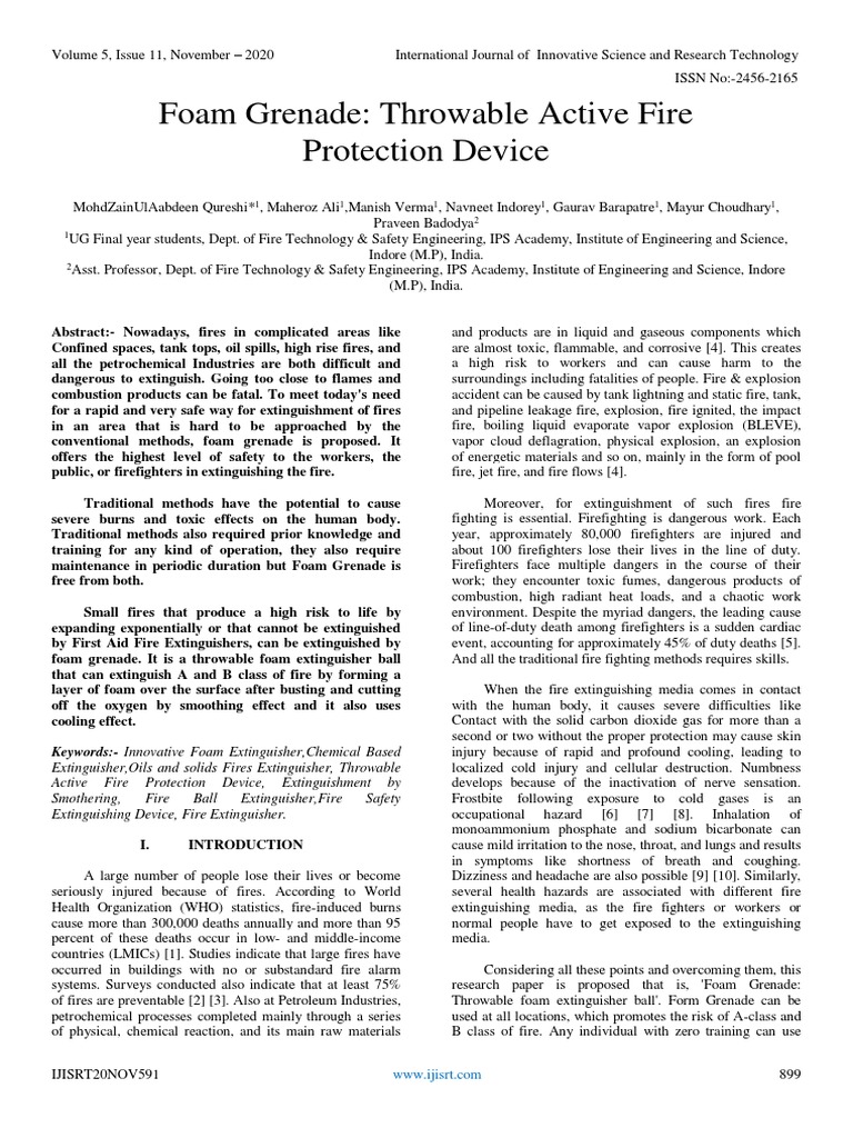 Foam Grenade Throwable Active Fire Protection Device | PDF ...