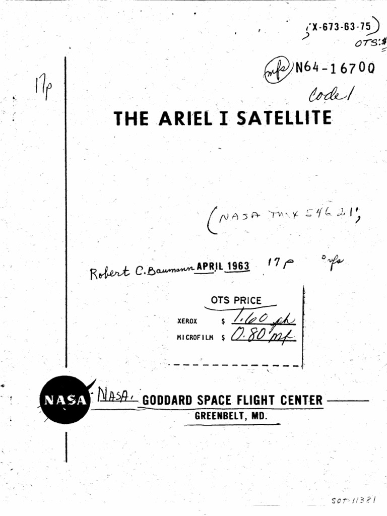 The Ariel I Satellite | PDF | Battery Charger | Satellite