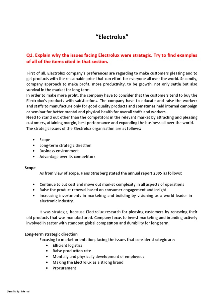 Electrolux Case Study | PDF | Strategic Management | Competition