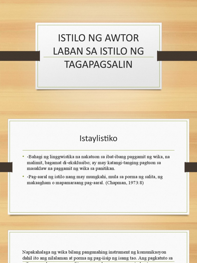 Istilo NG Awtor Laban Sa Istilo NG Tagapagsalin | PDF
