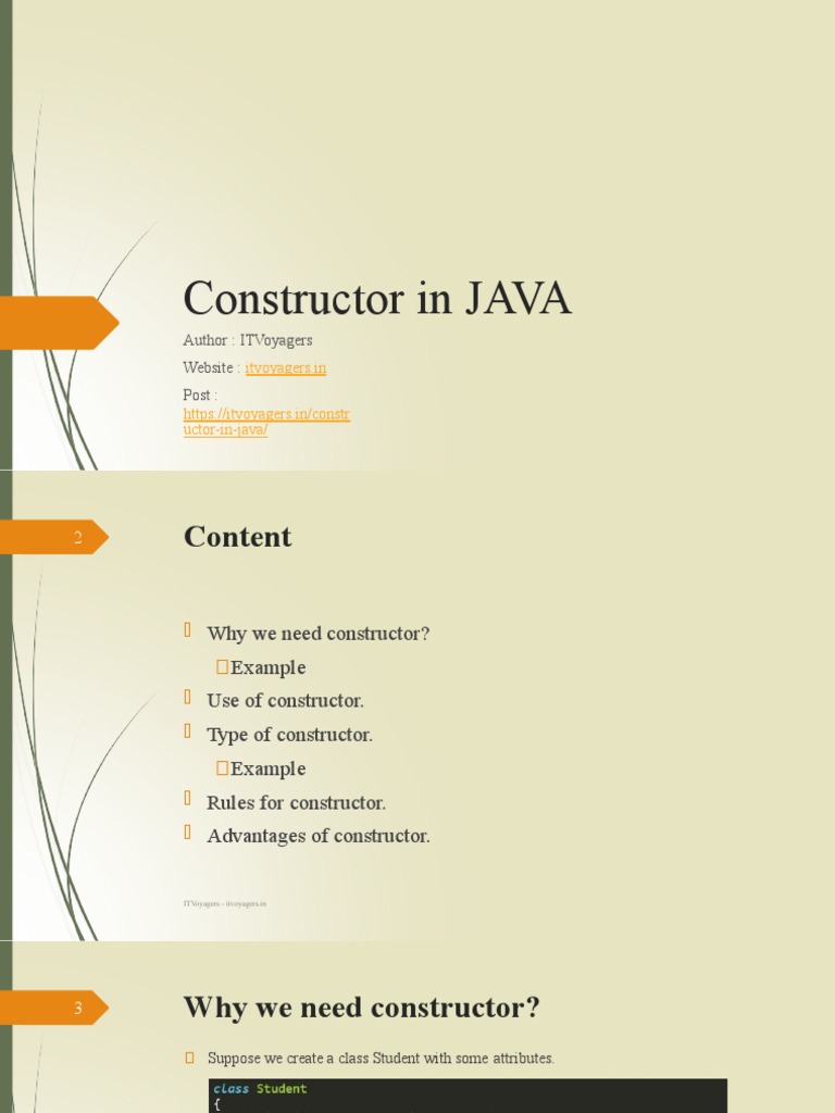 Constructor in Java by Itvoyagers 190827100431 | PDF | Constructor (Object Oriented Programming ...