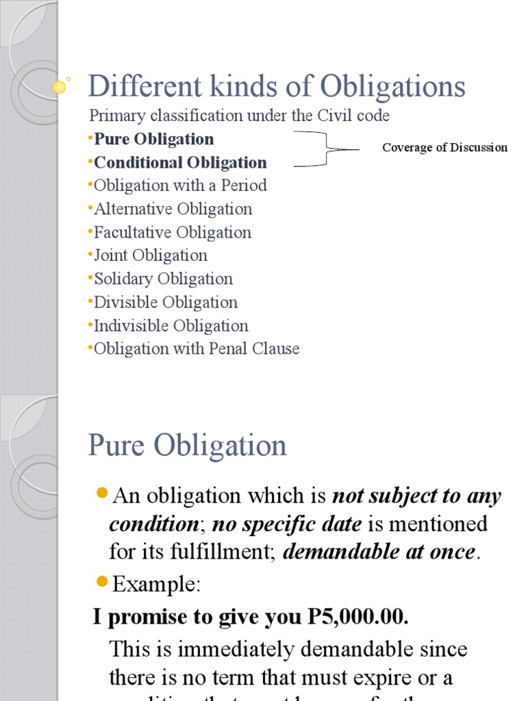 Different Kinds of Obligations | PDF | Common Law | Virtue