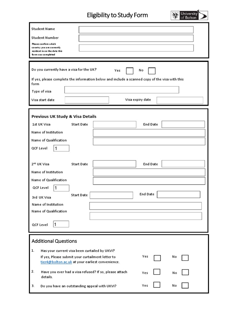 Eligibility To Study Form | PDF | Travel Visa | Government