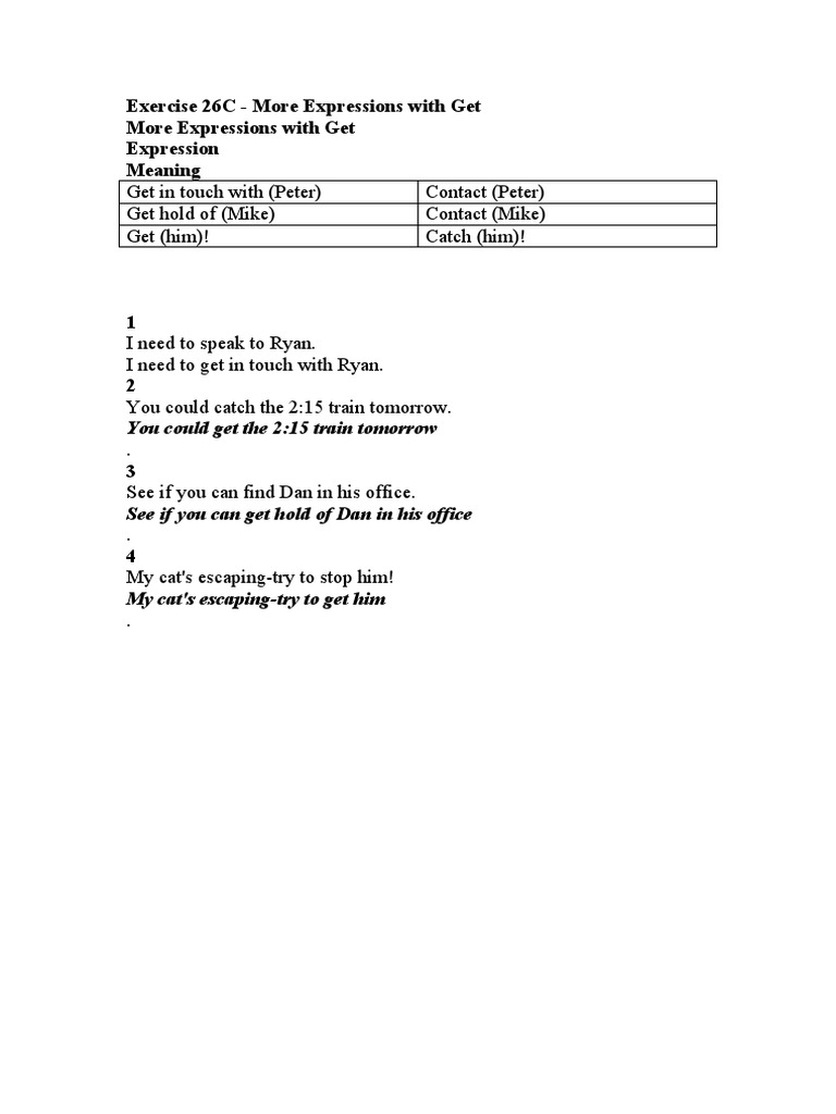 Exercise 26C - More Expressions With Get More Expressions With Get ...