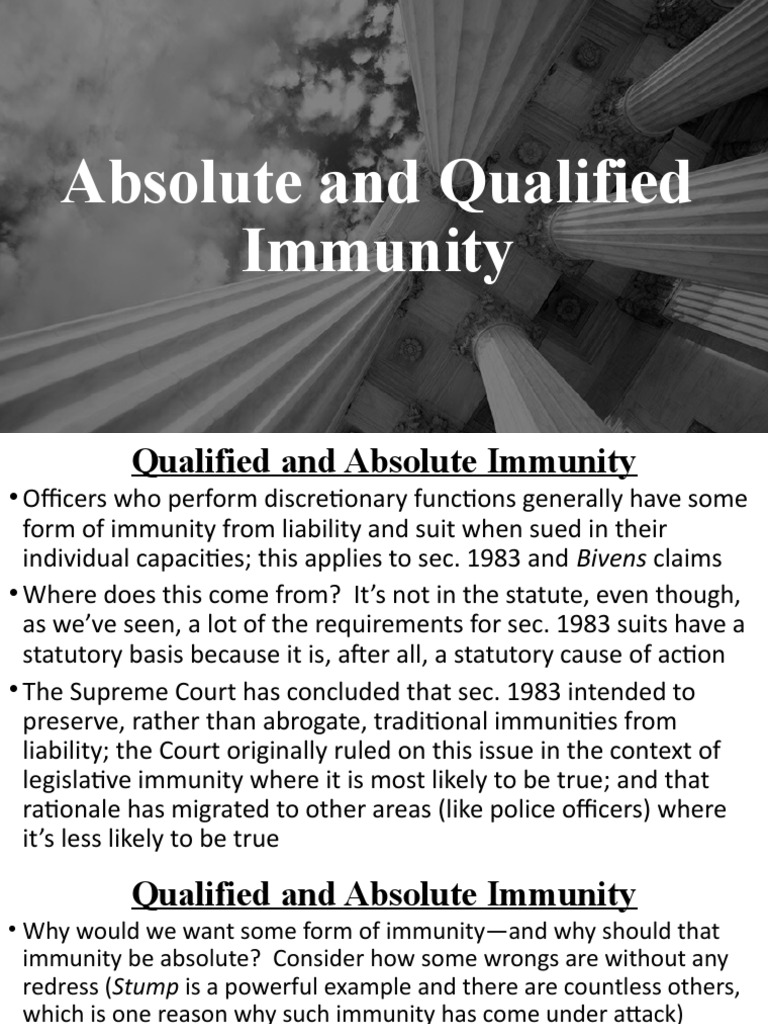 Immunity Types: Absolute vs Qualified | PDF | Qualified Immunity ...