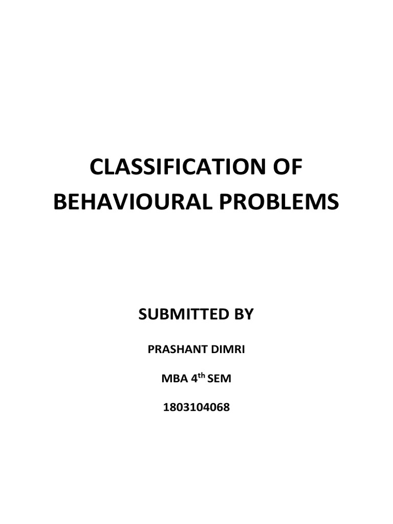 Classification of Behavioural Problems | PDF | Bullying | Anger