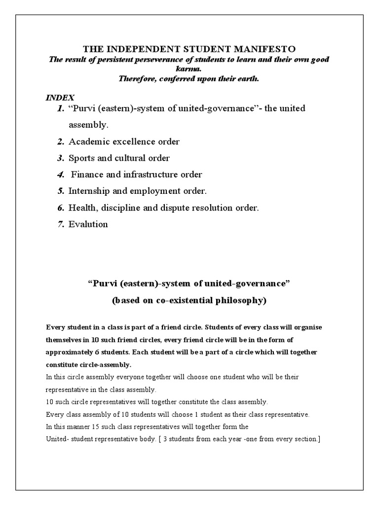 The Independent Student Manifesto - RK | PDF | Evaluation | Banks