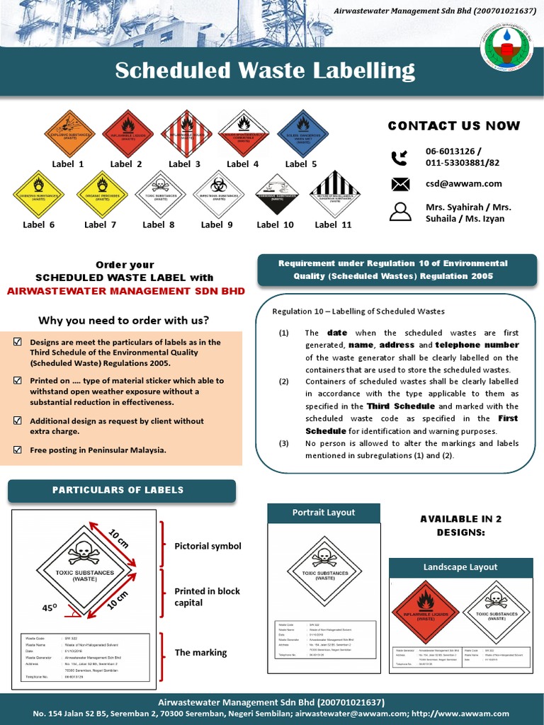Scheduled Waste Label Ordering Guide | PDF | Business