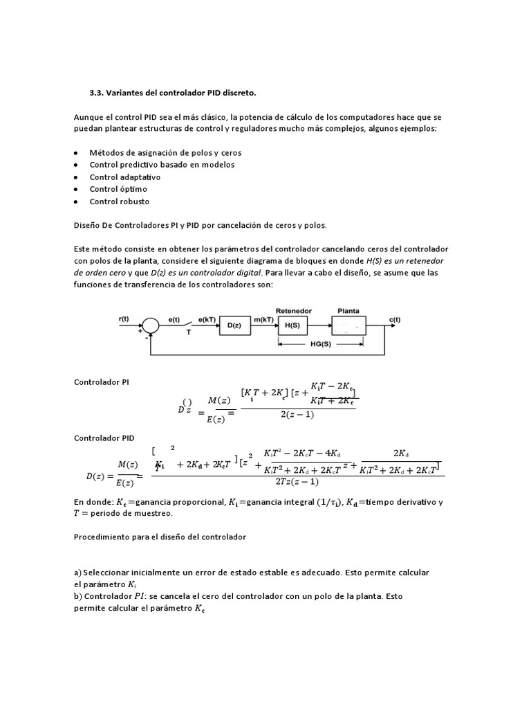 3.3. Variantes Del Controlador PID Discreto. | PDF | Análisis ...