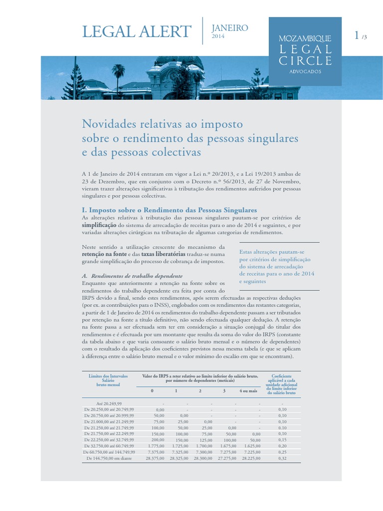 Tabela IRPS | PDF | Imposto de Renda | Impostos