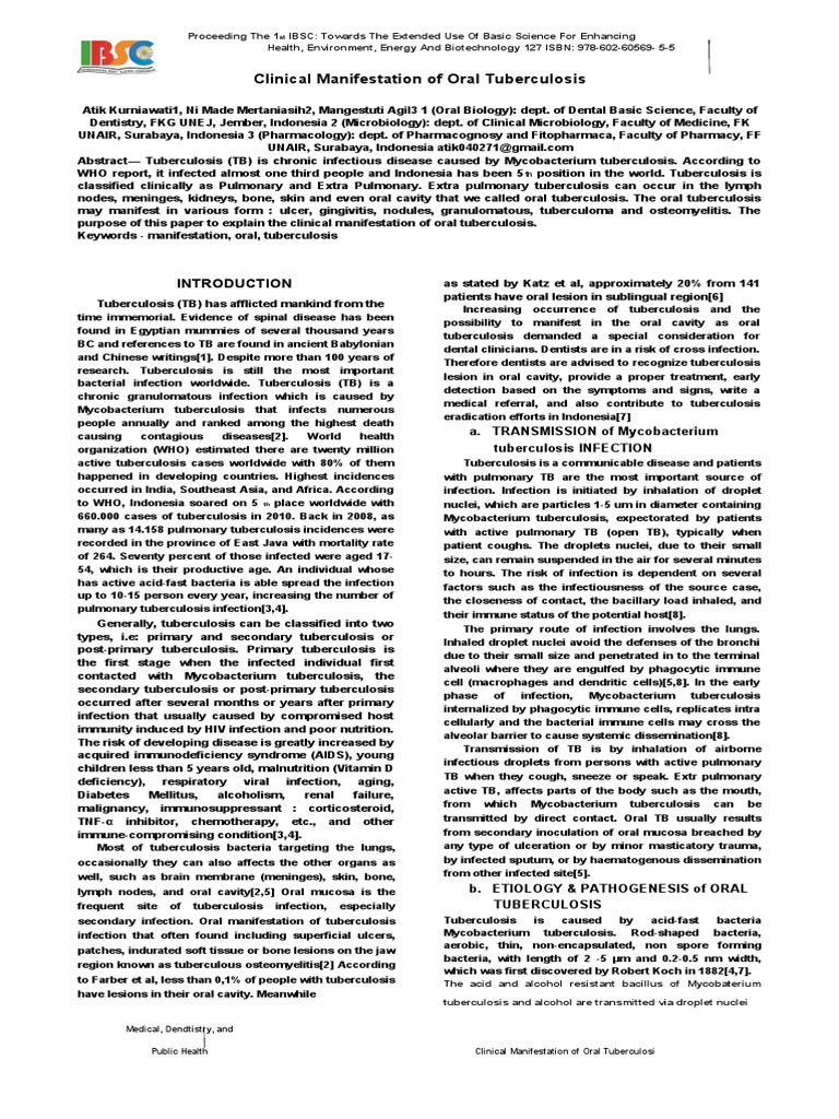 Clinical Manifestation of Oral Tuberculosis: An Overview of the Signs ...