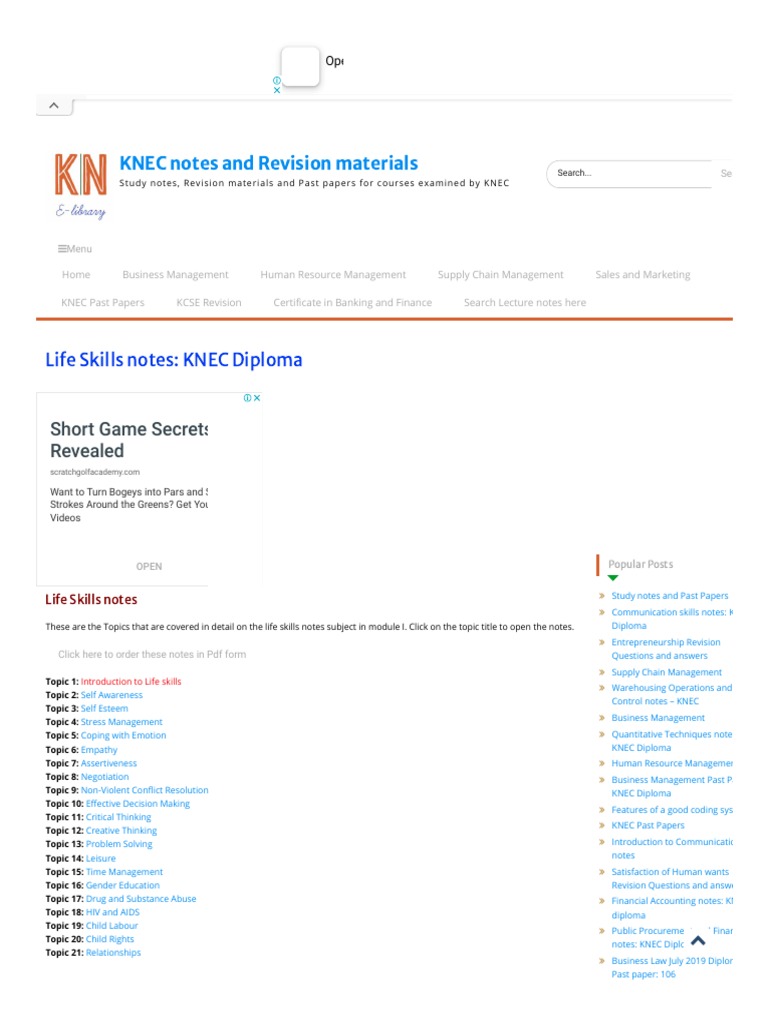 Life Skills Notes - KNEC Diploma - KNEC Notes and Revision Materials ...