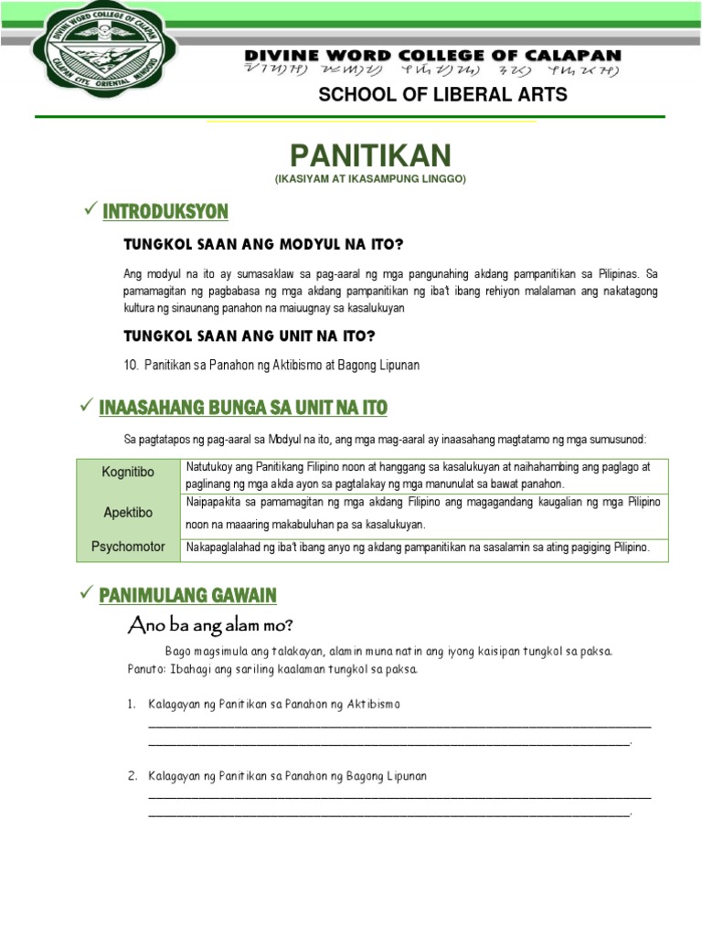 Week 9-10 Panitikan (Module) | PDF