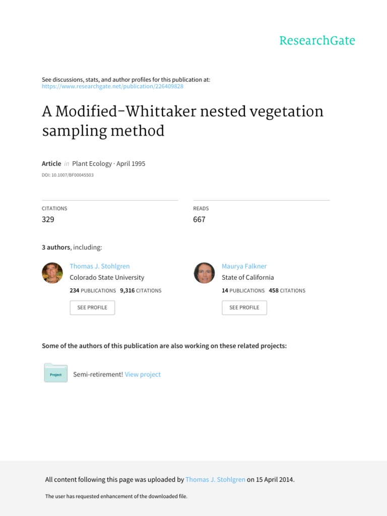 A Modified - Whittaker Nested Vegetation Sampling Method | PDF ...