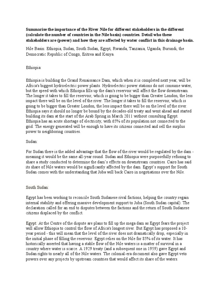 Nile Water Conflicts and GERD Impact | PDF | Nile | Egypt