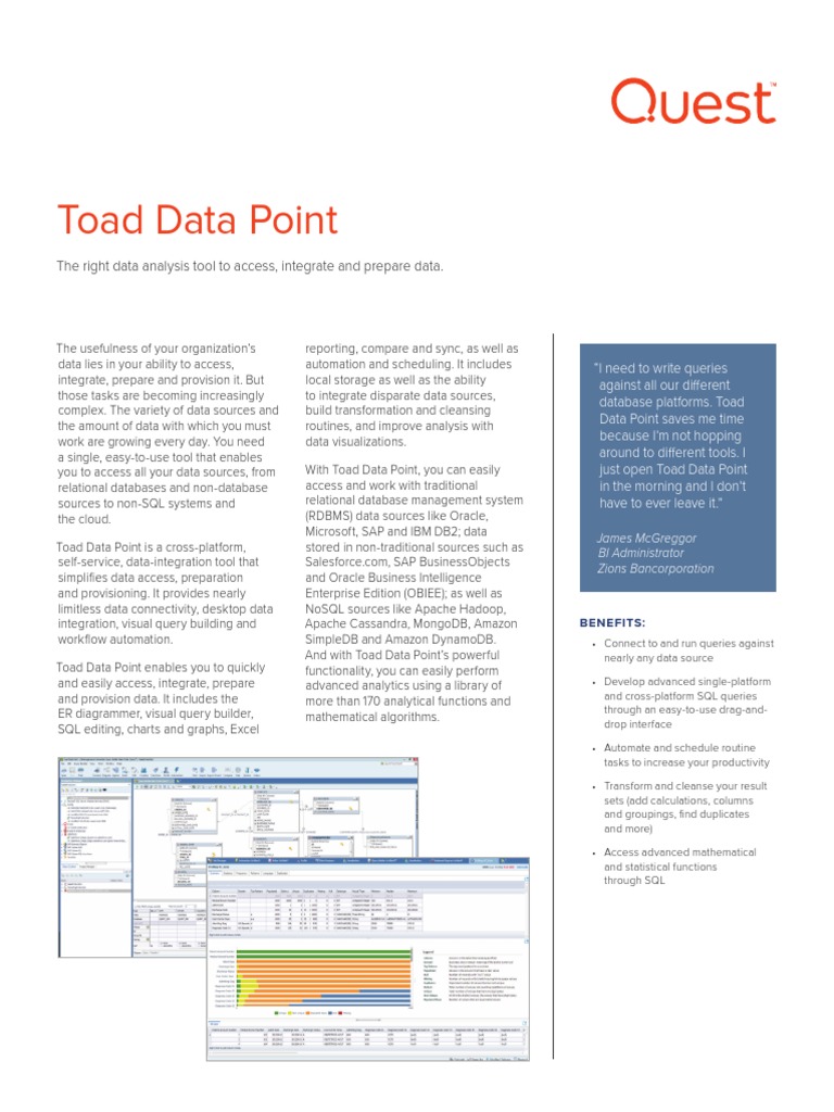 Toad Data Point Datasheet 68635 PDF | PDF | Relational Database | Databases