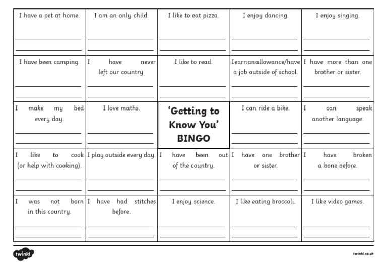 Getting To Know You BINGO | PDF