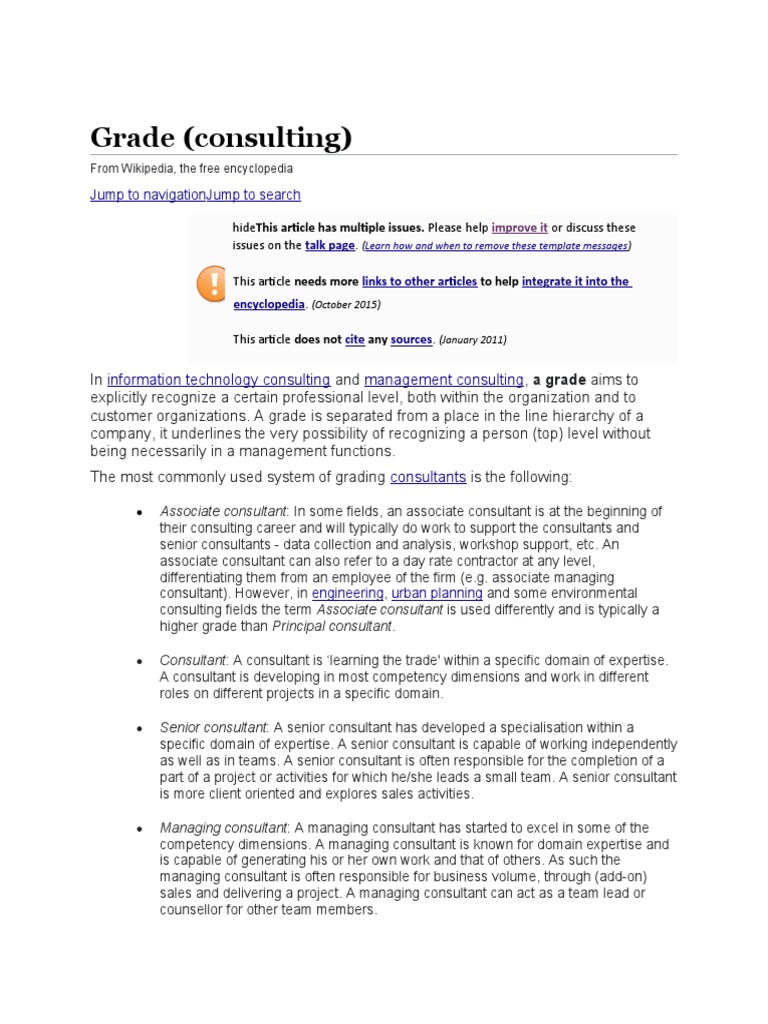 Grade (Consulting) : Information Technology Consulting Management ...