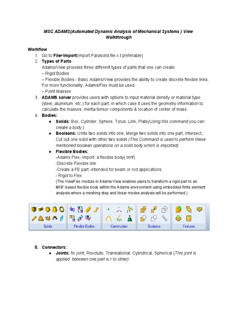 Workflow: MSC ADAMS (Automated Dynamic Analysis of Mechanical Systems ...