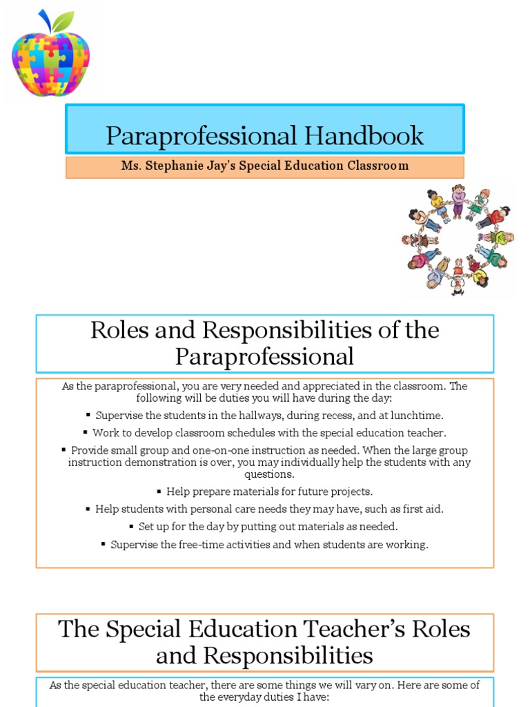 Paraprofessional Handbook | PDF | Special Education | Individualized ...