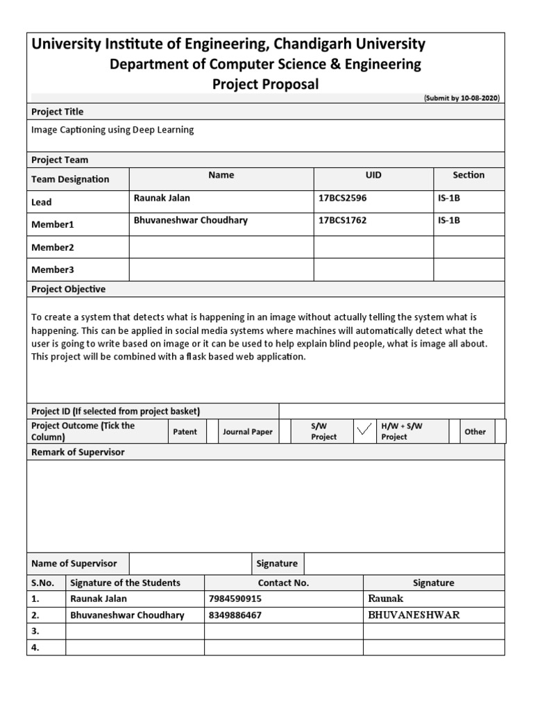 Department Of Computer Science And Engineering Project Proposal Pdf 