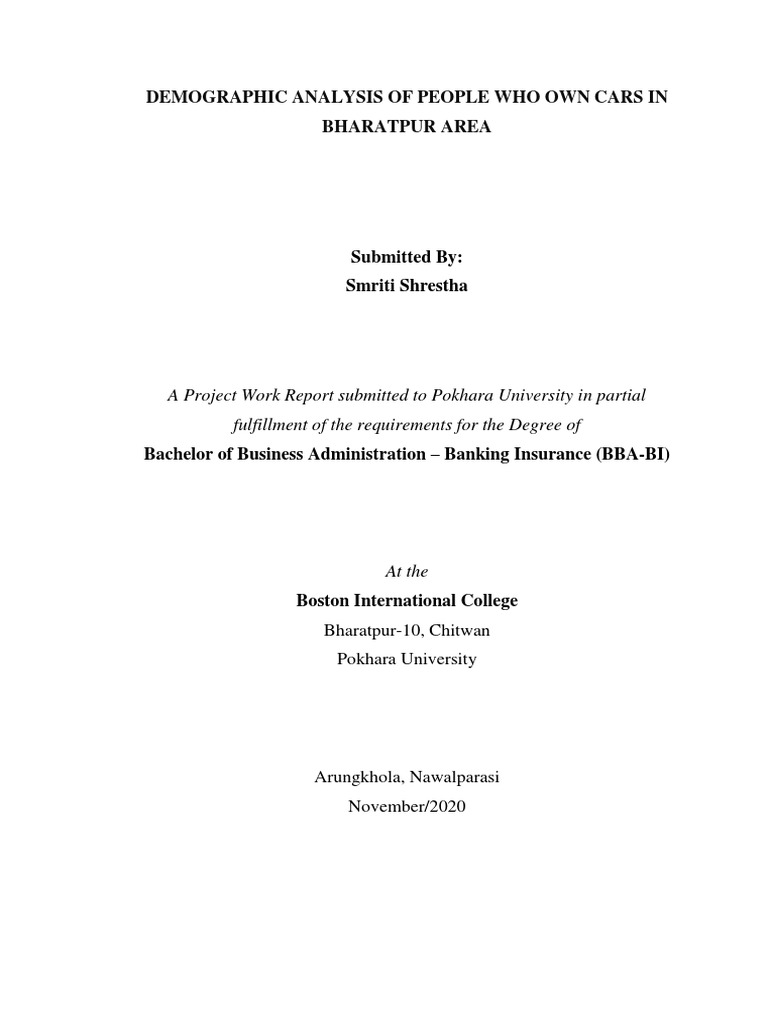 Car Ownership Demographics in Bharatpur | PDF | Consumer Behaviour ...