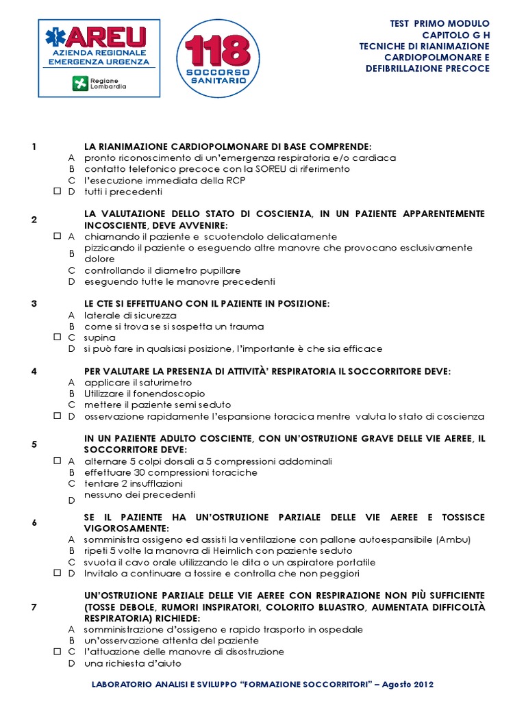 Test Teorico - Primo Modulo - Cap - GH PDF | PDF