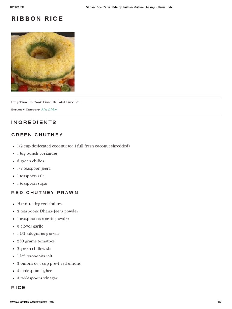 Ribbon Rice Parsi Style by Tashan Mistree Byramji - Bawi Bride | PDF ...