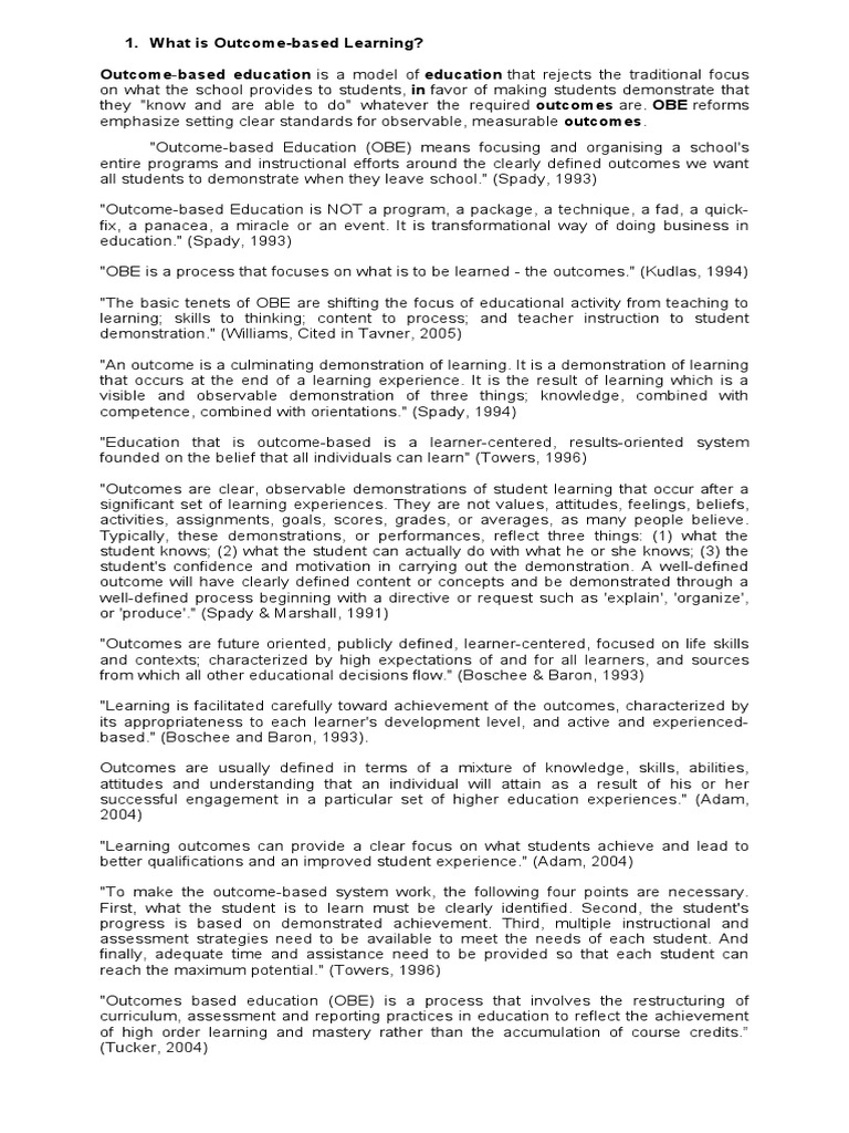 What Is Outcome-Based Learning? Outcome-Based Education Is A Model of ...