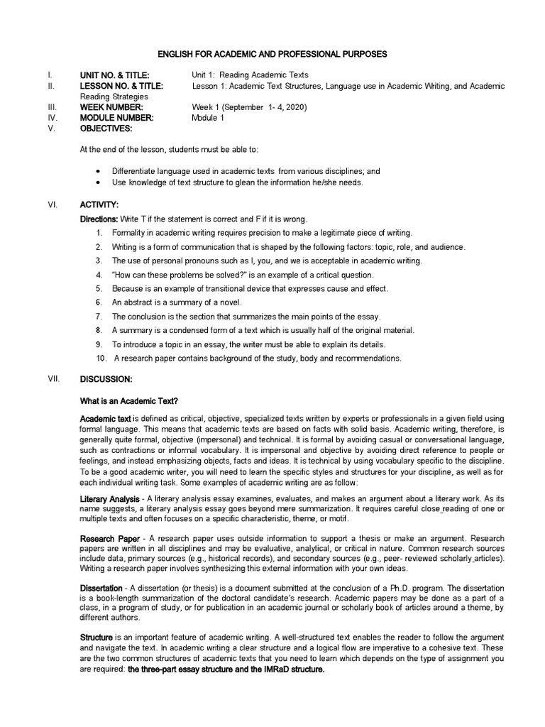 Eapp Module 1 | PDF | Essays | Thesis