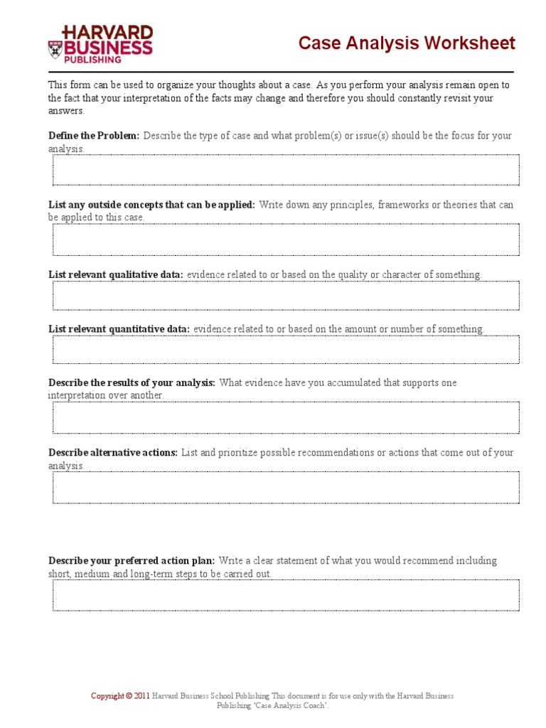 HBR Case Analysis Worksheet | PDF