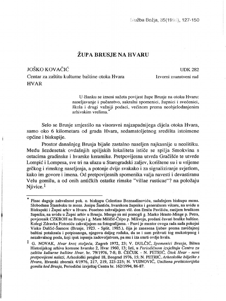 ZUPA BRUSJE NA HVARU Josko Kovacic | PDF