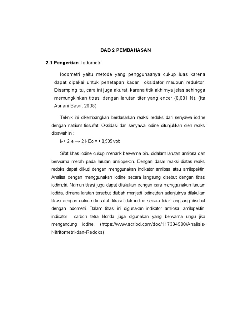 Titrasi Iodometri Iodimetri | PDF