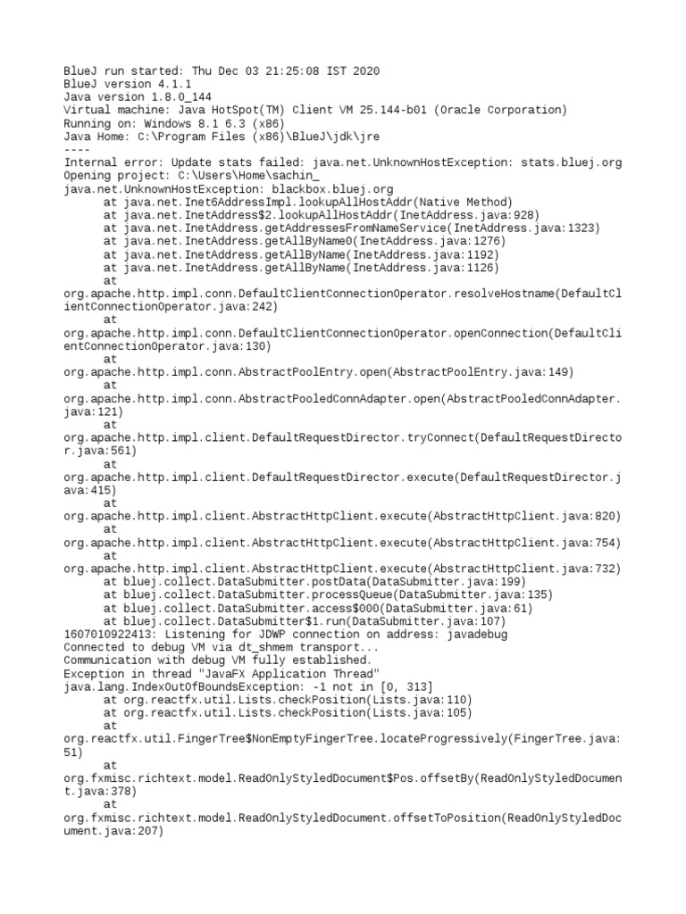 Bluej Debuglog | PDF | Java (Programming Language) | Oracle Acquisitions