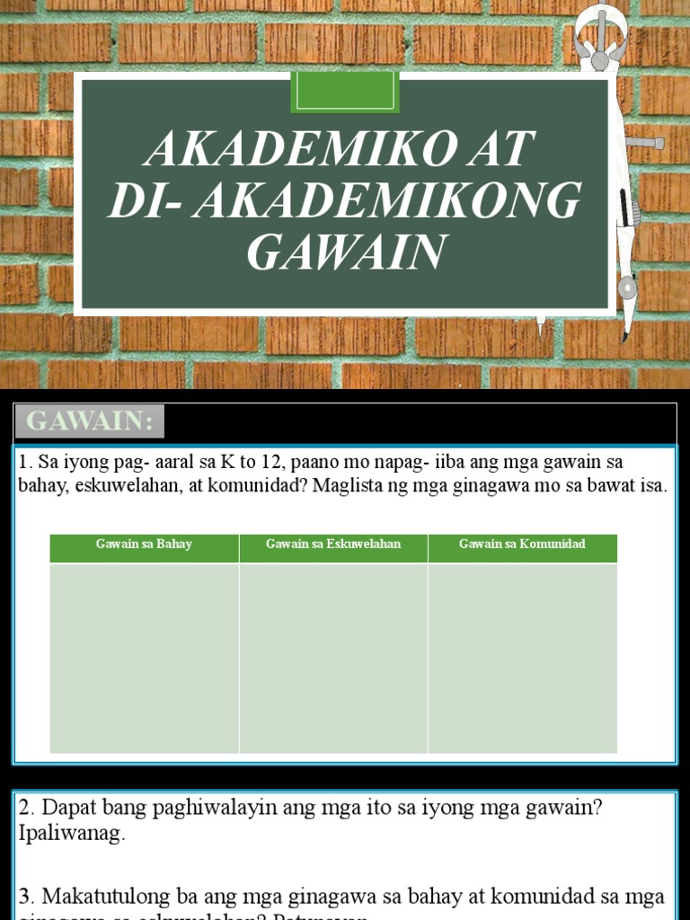 Akademiko at Di - Akademikong Gawain | PDF