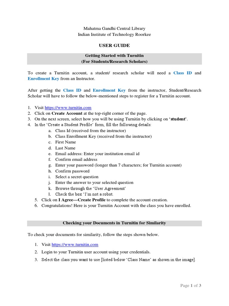 Turnitin User Guide For Students | Download Free PDF | Turnitin | Icon (Computing)