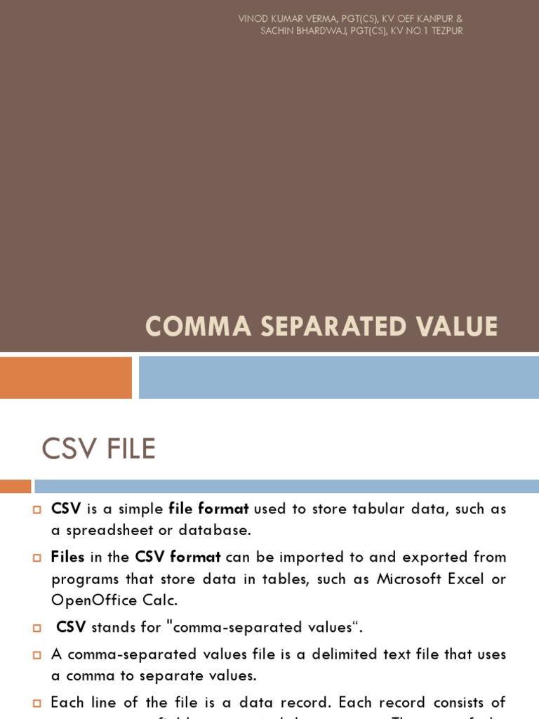 CSV File Notes | PDF | Comma Separated Values | Application Software CSV File Notes | PDF | Comma Separated Values | Application Software