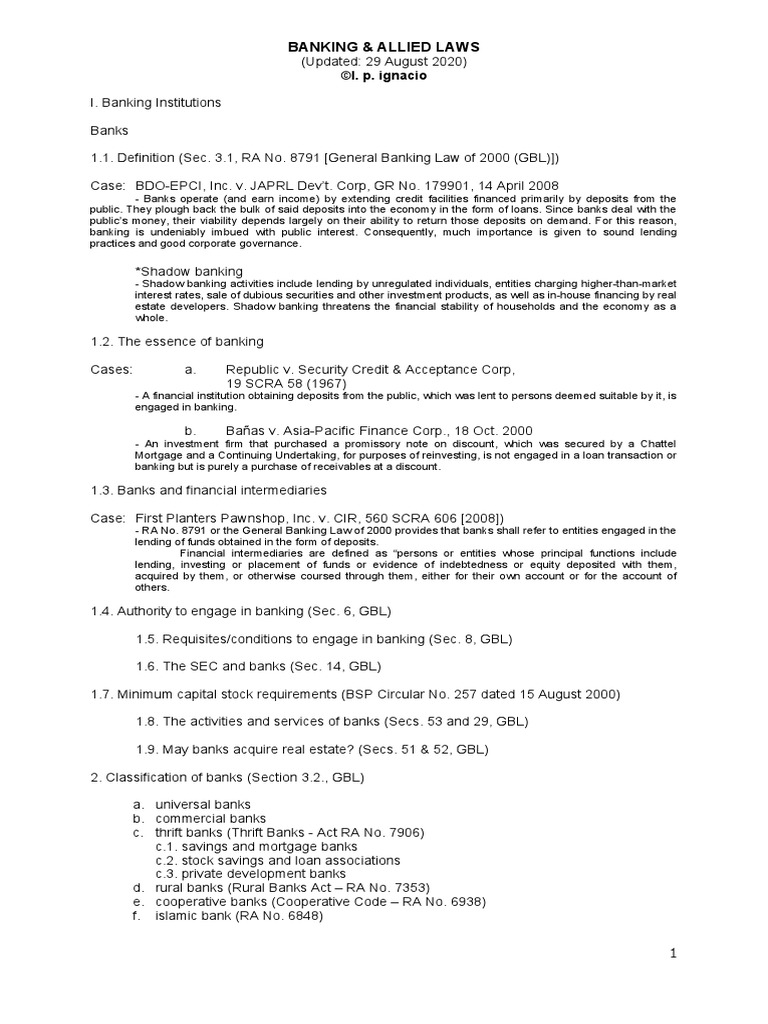 Overview of Banking Laws and Practices | PDF | Receivership | Liquidation