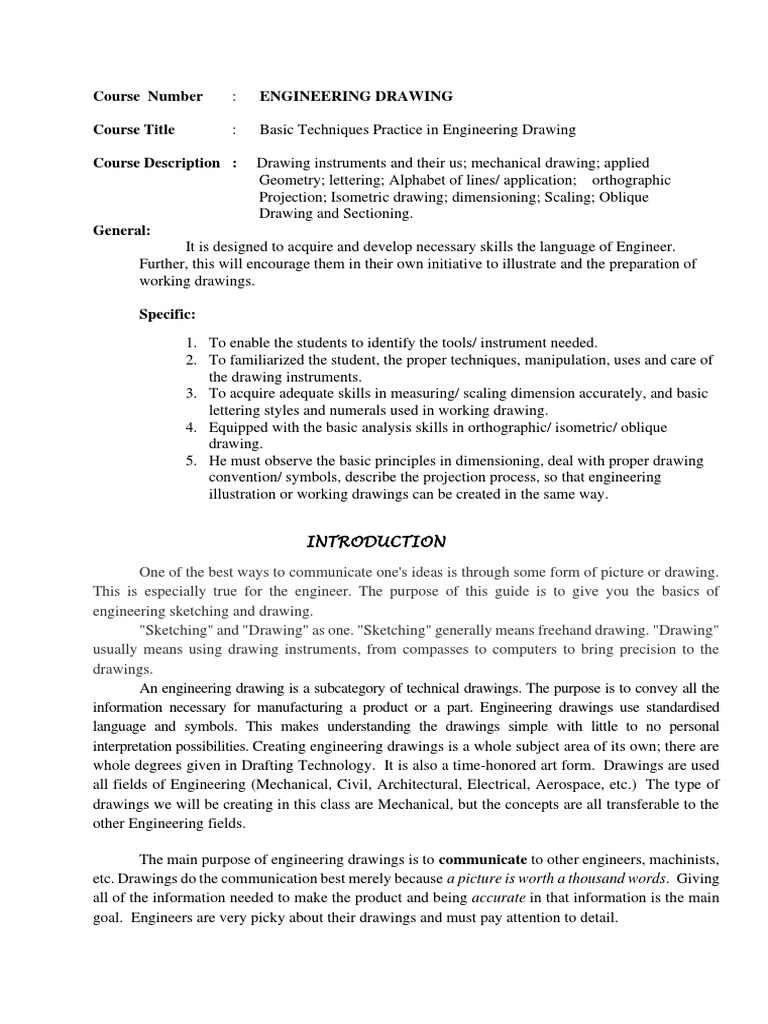 Module 1 Engineering Drawing Pdf Technical Drawing Drawing
