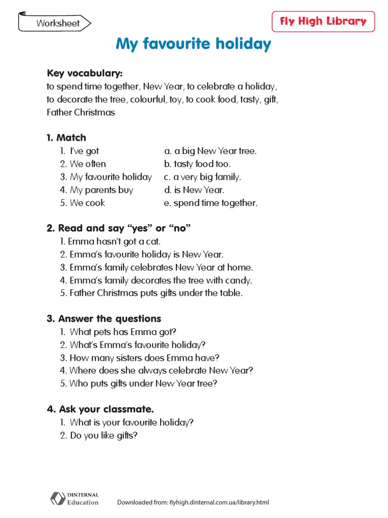 My Favourite Holiday: Key Vocabulary | PDF | Cooking, Food & Wine